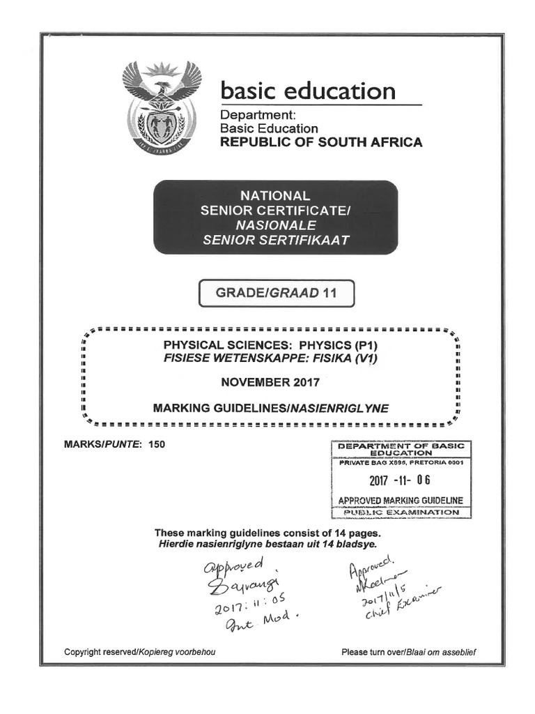 2017 Common Examination Grade 11 Final P1 | PDF