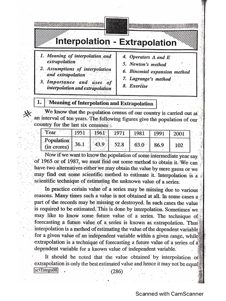 Unit 1 Interpolation & Extrapolation | PDF