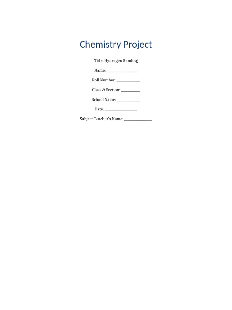 Hydrogen Bonding Chemistry Project | PDF | Chemical Bond | Hydrogen Bond