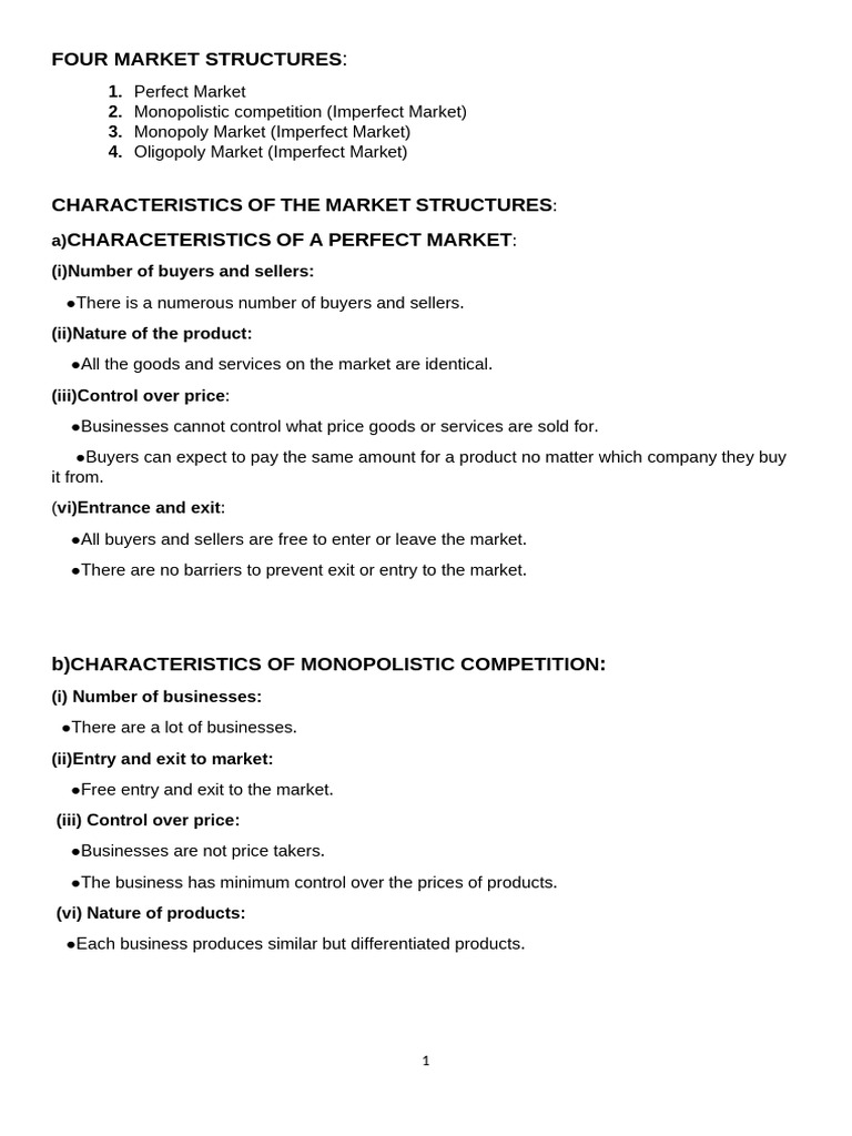 Four Market Structures 2 | PDF | Monopoly | Perfect Competition