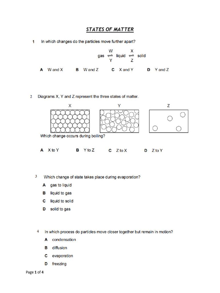 MCQ's States of Matter | PDF