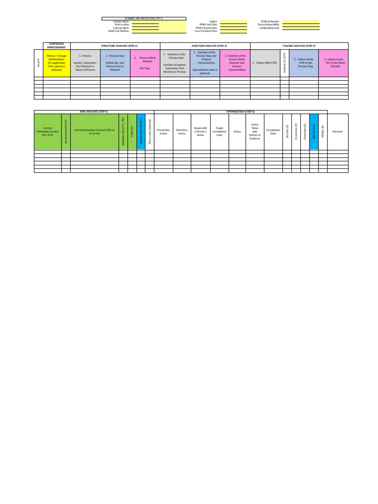 Standard DFMEA Form Sheet | PDF | Computing