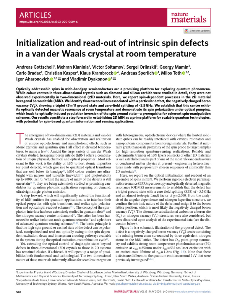 Initialization and Read-Out of Intrinsic Spin Defects in A Van Der Waals Crystal at Room ...