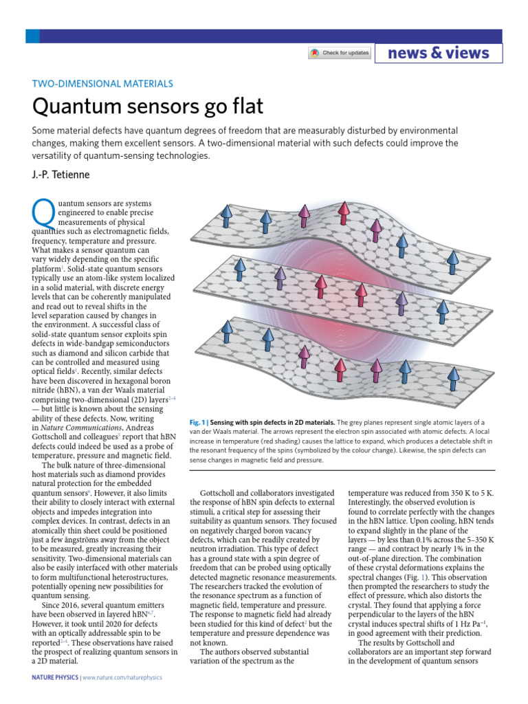 Quantum Sensors in 2D Materials | PDF | Materials Science | Materials