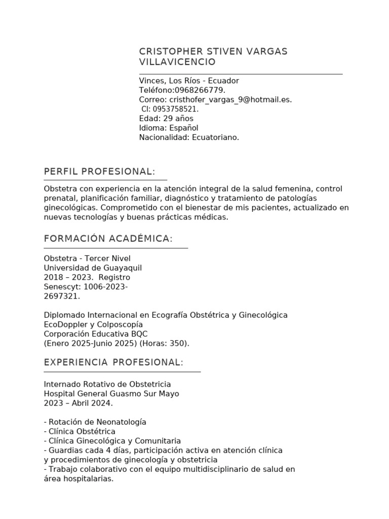 Curriculum Cris | PDF | Partería | Medicina CLINICA