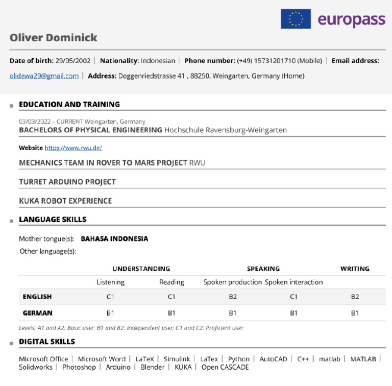 Oliver Dominick CV | PDF
