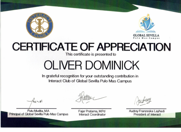 Interact Club Certificate | PDF