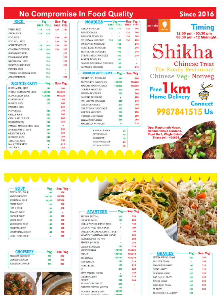 Shikha Chinese New Menu | PDF