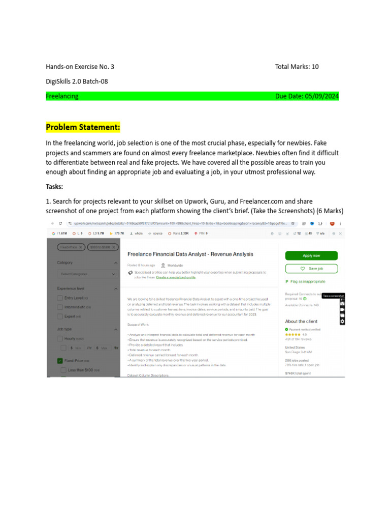 Freelancing Exercise 3 | PDF
