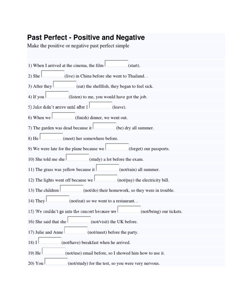 Past Perfect Exercise | PDF