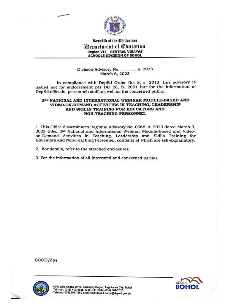 Deped Advisory 101-7 - 240221 - 225321 | PDF