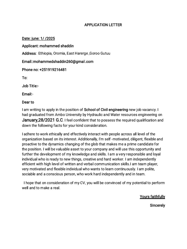 Cv Application Letter (1) | PDF