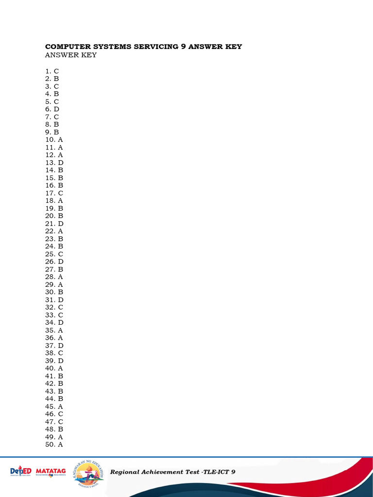TLE-ICT 9 Exam Answer Key | PDF