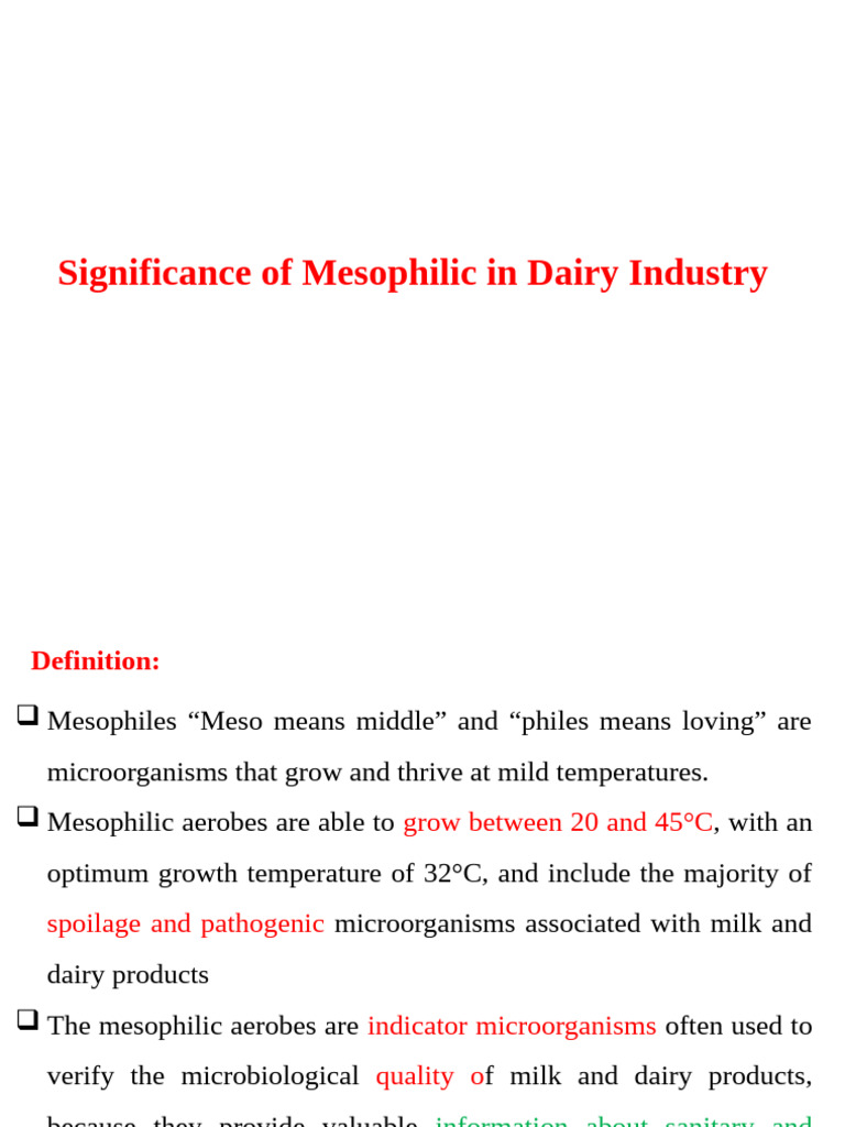 Understanding Mesophilic Bacteria in Dairy | PDF | Milk | Organisms