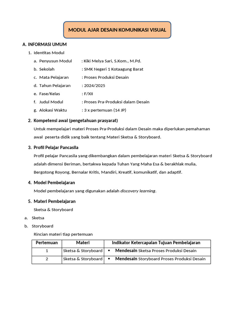 Modul Ajar Desain Komunikasi Visual-fase f Okey Pmm | PDF