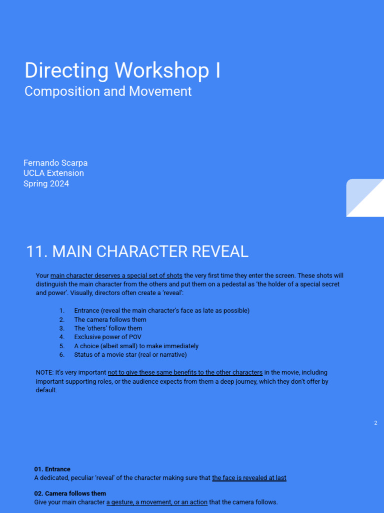 Main Character Reveal Techniques in Film | PDF