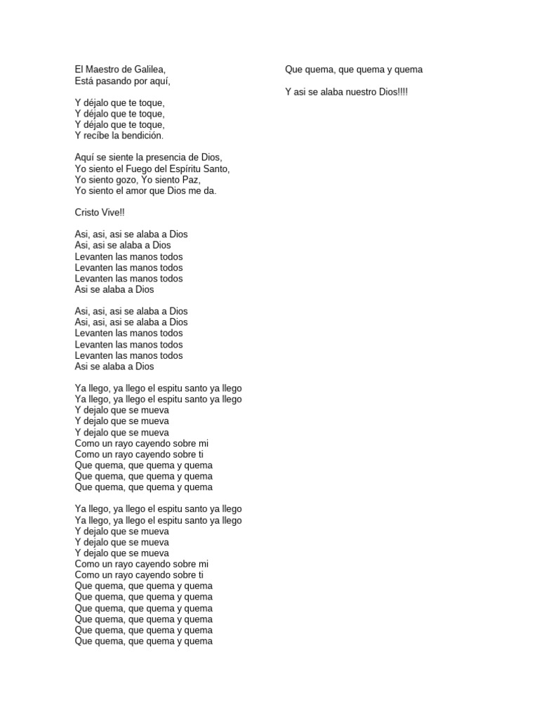 Letra de "El Maestro de Galilea" | PDF