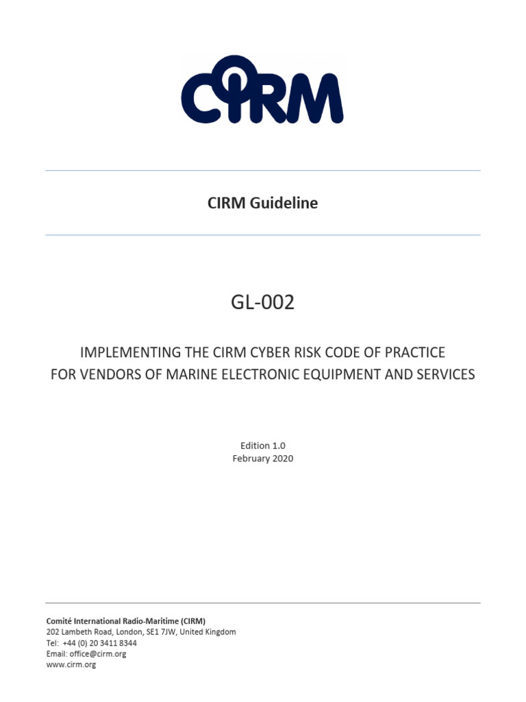 CIRM Guideline GL-002 - Implementing The CIRM Cyber Risk Code of ...