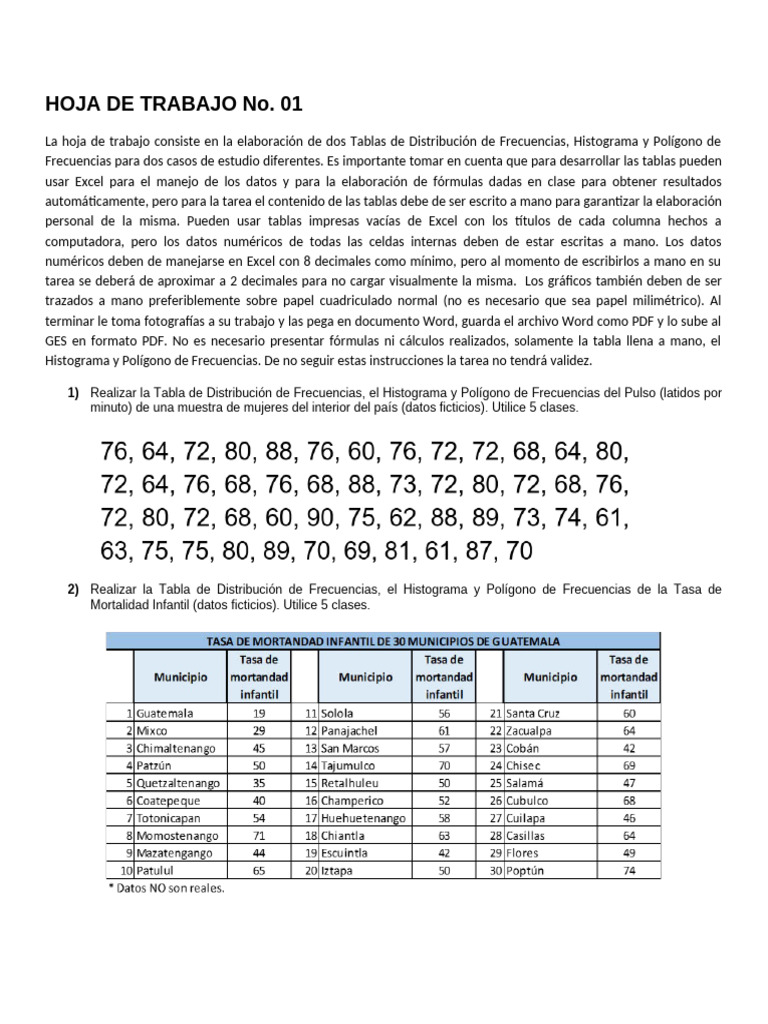 Hoja de Trabajo No. 01 TDF | PDF