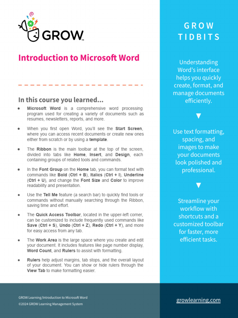 Intro To Microsoft Word Handout | PDF | Microsoft Word | System Software