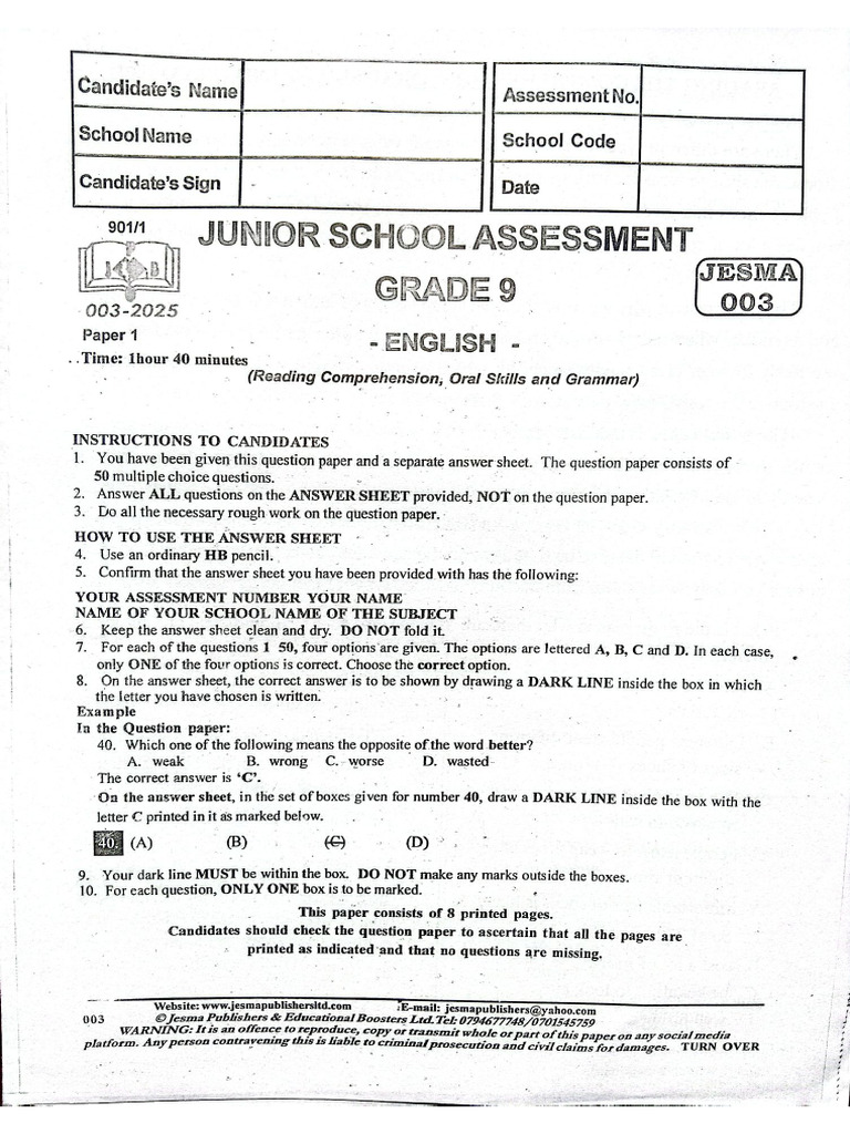 English Paper 1 - 2 | PDF