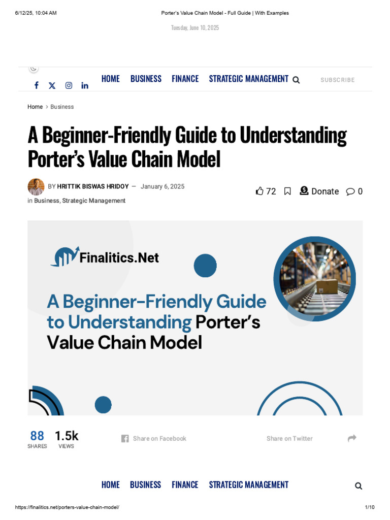 Porter's Value Chain Model - Full Guide - With Examples | PDF ...