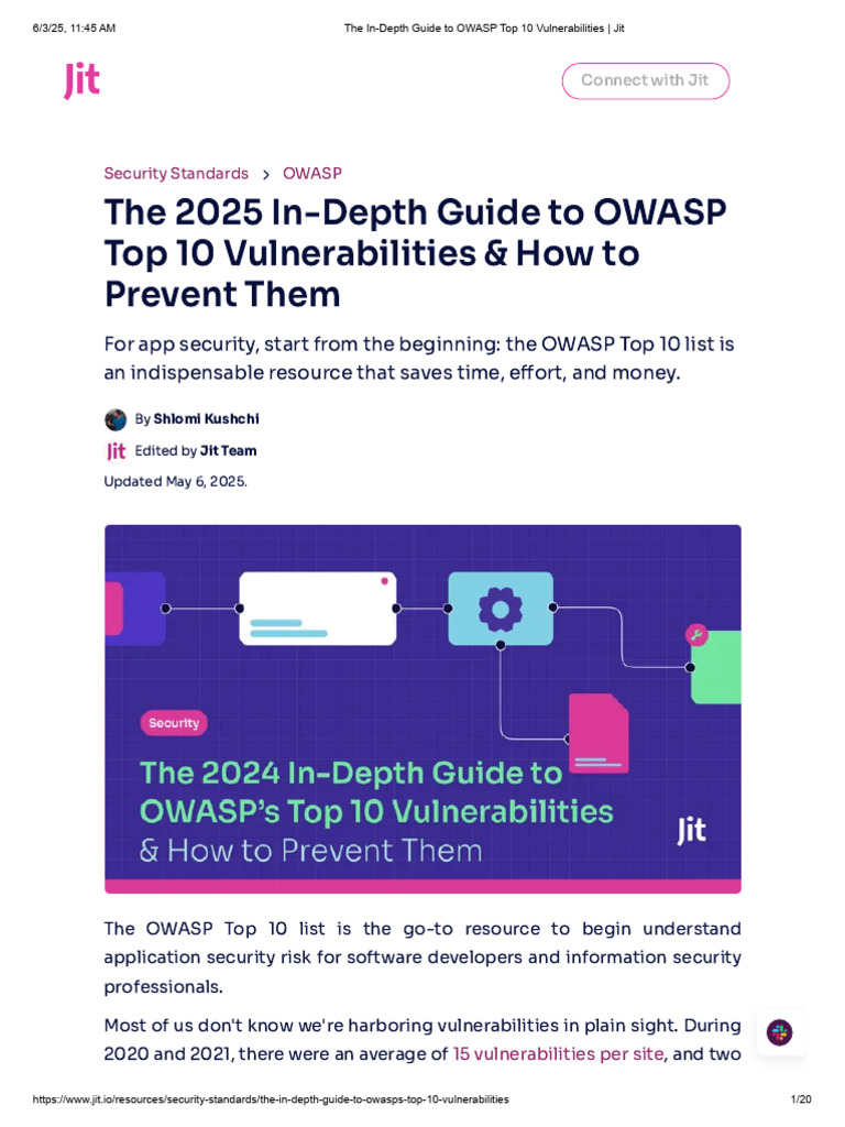 The In-Depth Guide To OWASP Top 10 Vulnerabilities - Jit | PDF ...