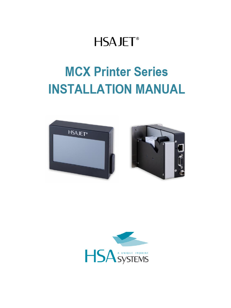 HSAJET_MCX_Installation_Manual_v5_3 | PDF | Printer (Computing) | Power Supply