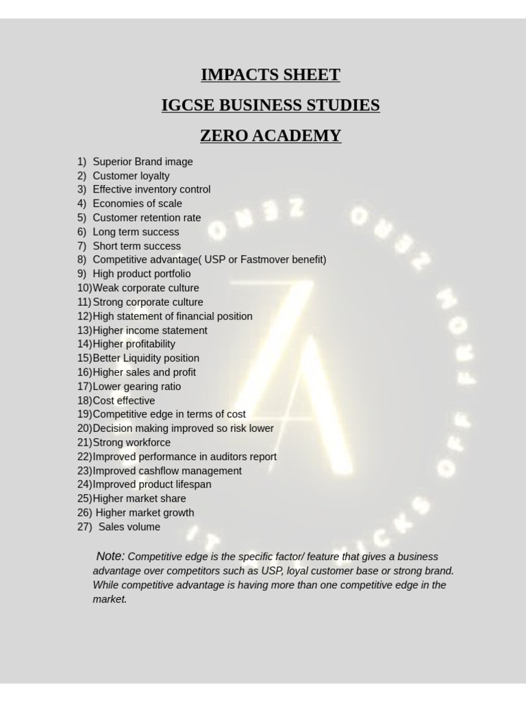 Key Impacts on Business Success | PDF