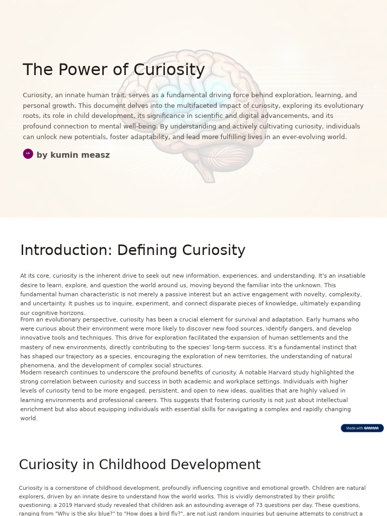 The Power of Curiosity | PDF | Curiosity | Learning