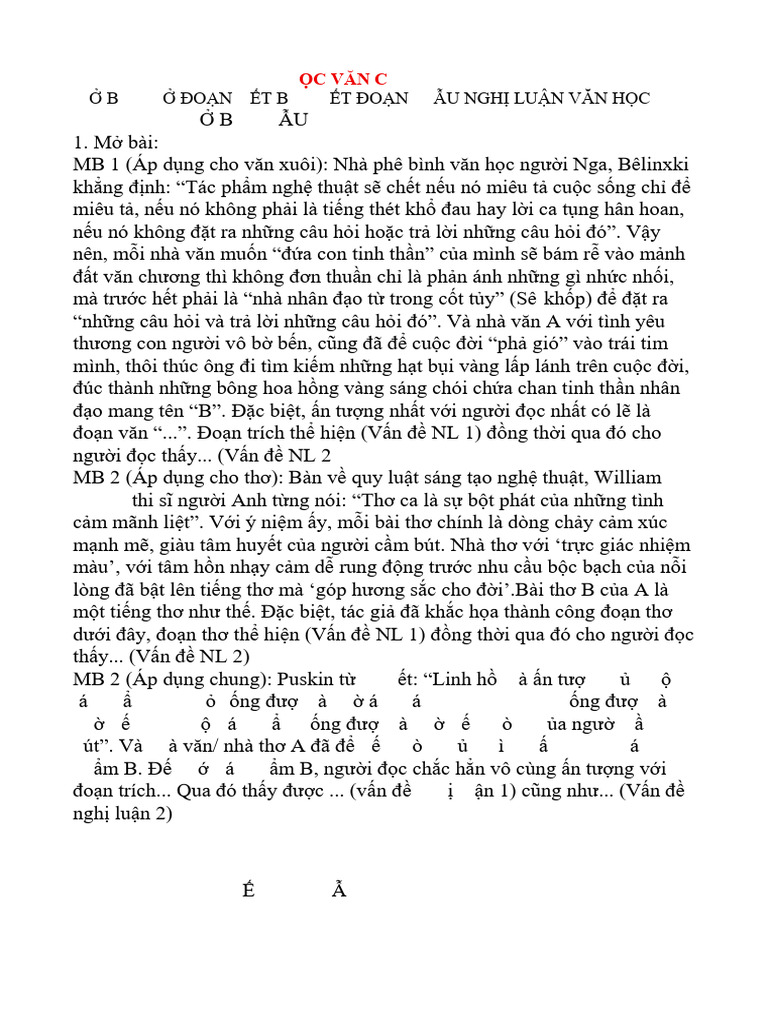 MỞ BÀI, KẾT BÀI NLVH. MỚI | PDF