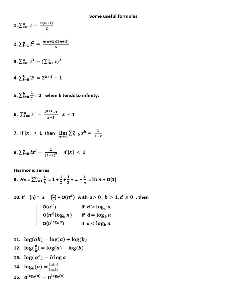 Mathematical Formulas | PDF