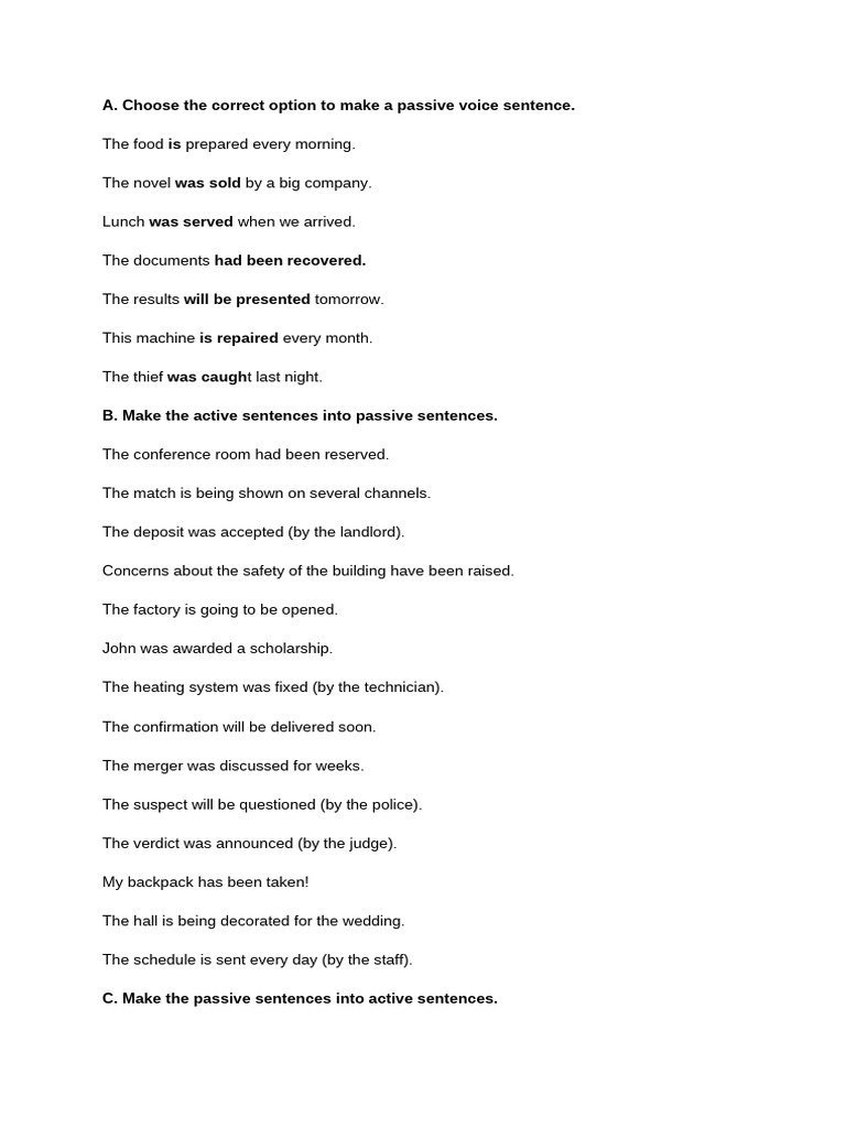 Passive Voice Practise | PDF