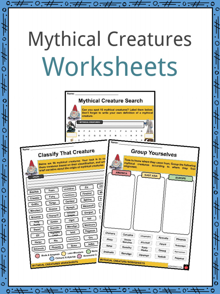 Mythical Creatures Worksheet | PDF | Dragon | Fairies