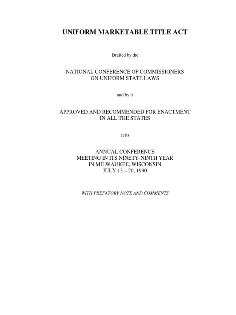 Uniform Marketable Title Act | PDF | Security Interest | Deed