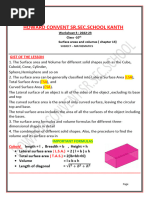 Class 10 Surface Area and Volume Formulas | PDF