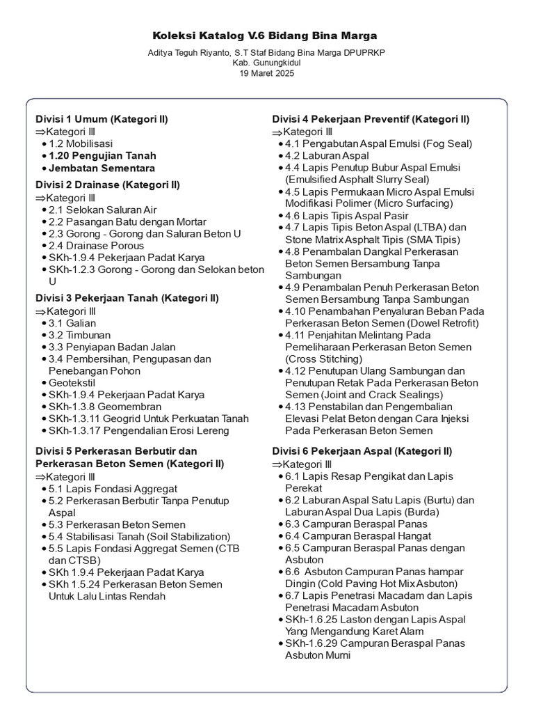 Ekatalog v6 Bidang Bina Marga | PDF
