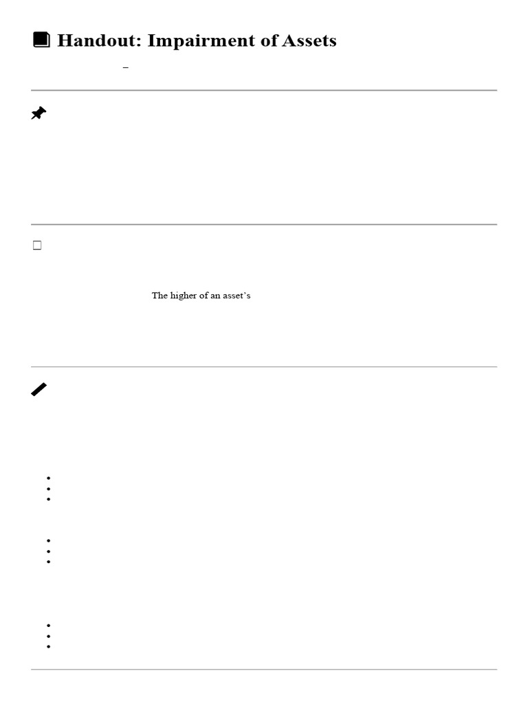 Handout On Impairment of Assets PAS 36 IAS 36 | PDF | Goodwill ...