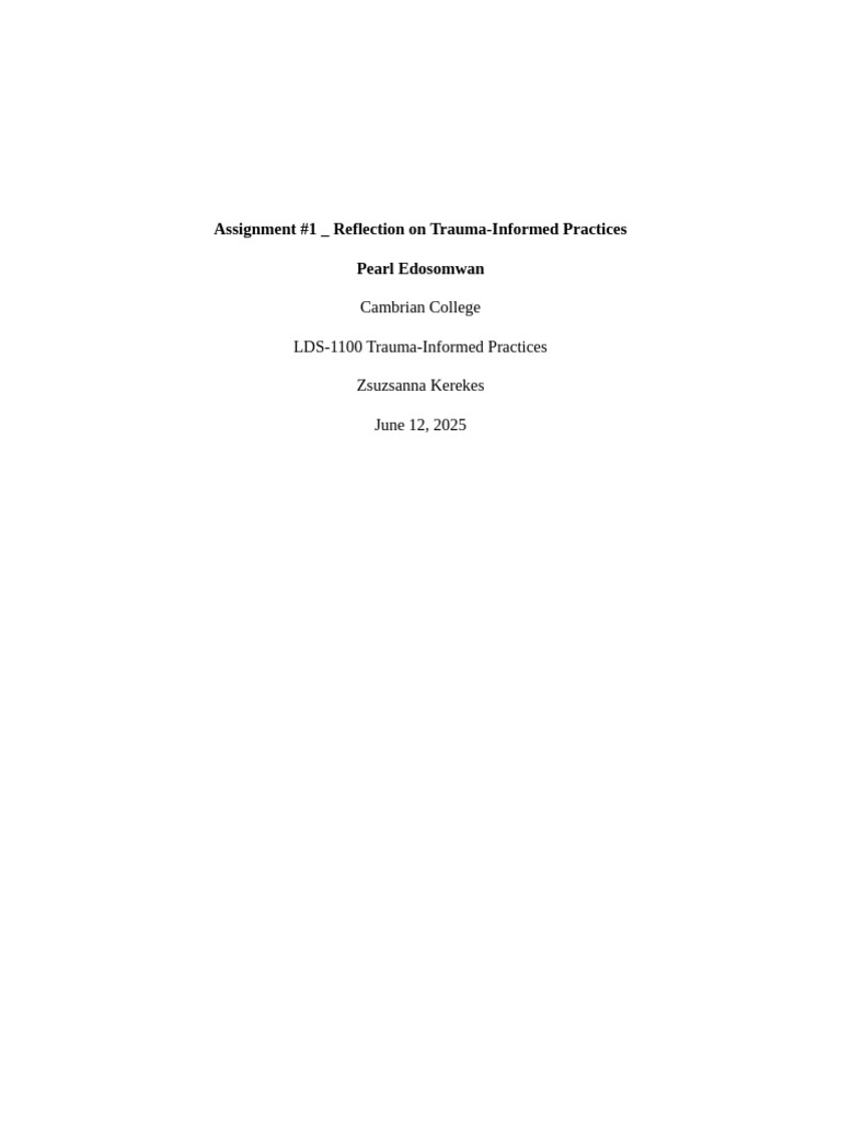 Trauma-Informed Practices Reflection | PDF | Psychological Trauma ...