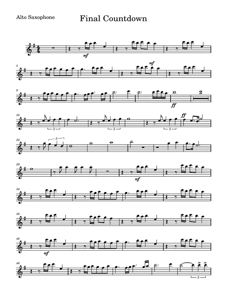 Final Countdown-Alto - Saxophone - 1 | PDF