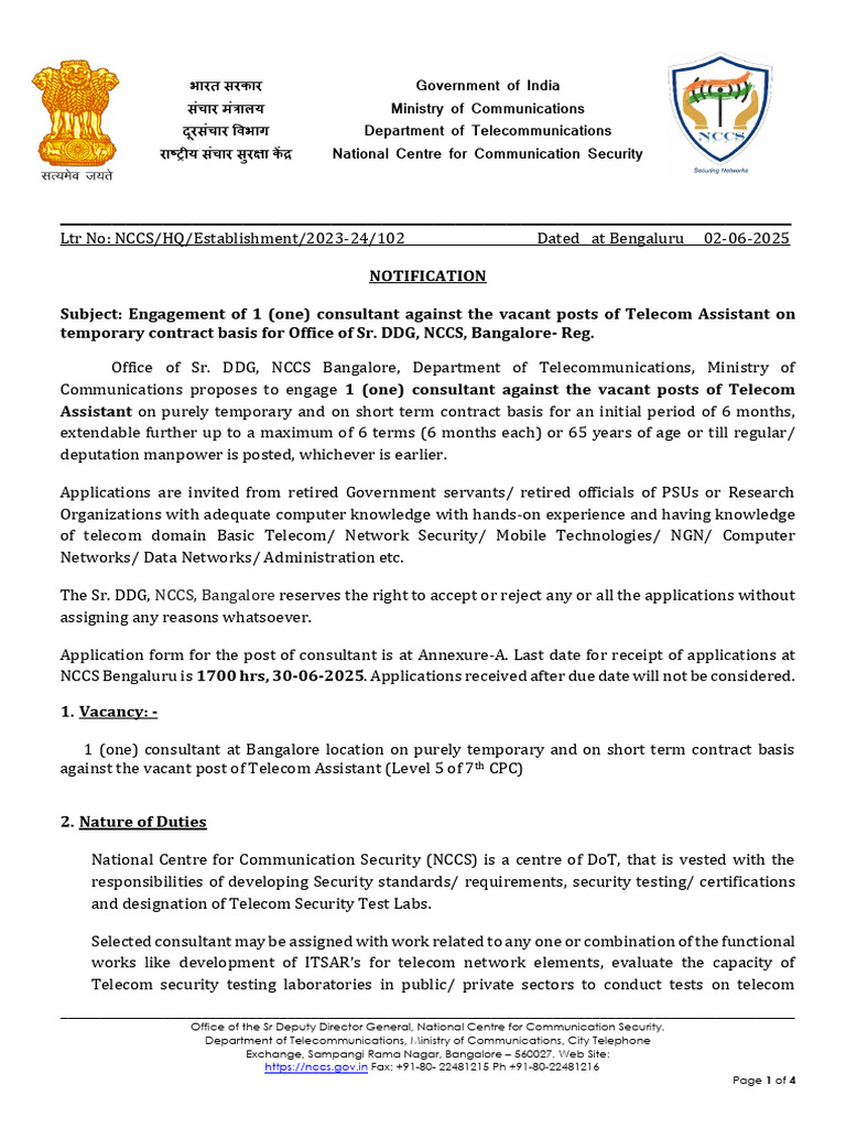 TA Consultant Notification NCCS Signed | PDF | Taxes | Telecommunications