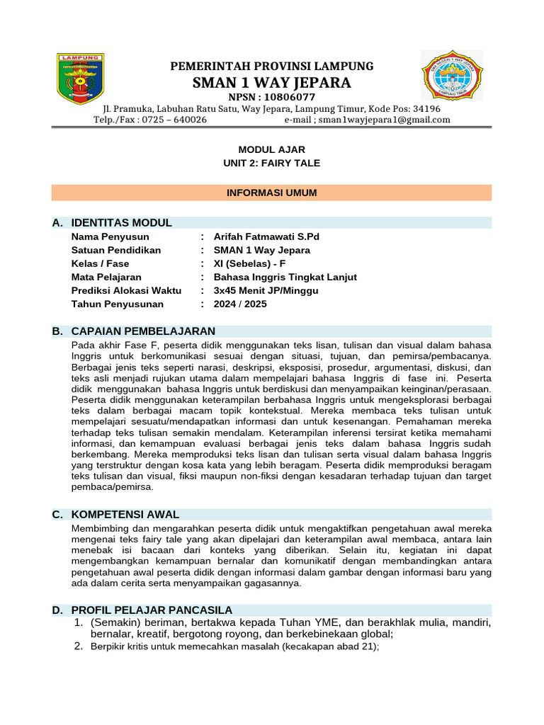 Unit 2 - Fairy Tale | PDF