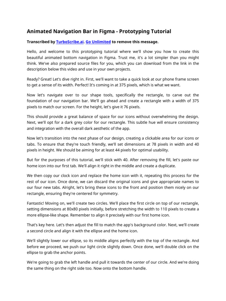 Animated Navigation Bar in Figma - Prototyping Tutorial | PDF | Ellipse | Icon (Computing)