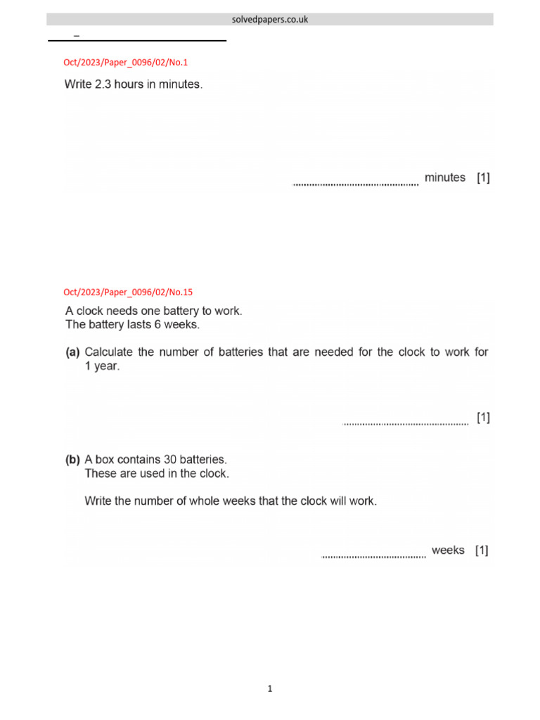 2023 Time Checkpoint Primary Math | PDF
