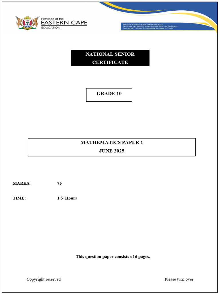 Grade 10 Mathematics Exam Paper 2025 | PDF | Numbers | Rational Number