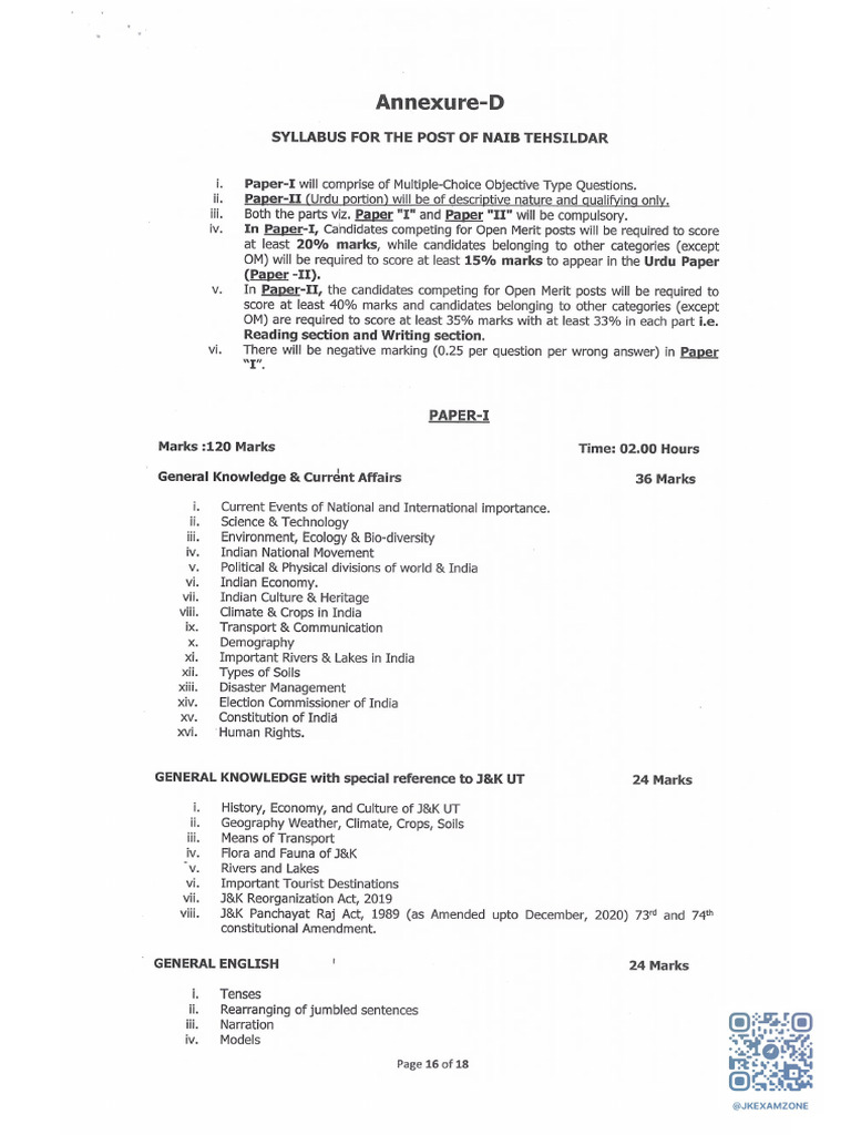 JKSSB NT Syllabus 2025 | PDF