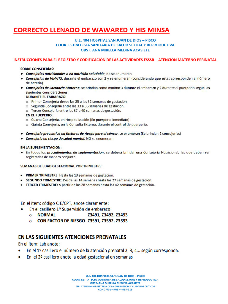 Correcto Llenado de Wawared y His | PDF | Embarazo humano ...