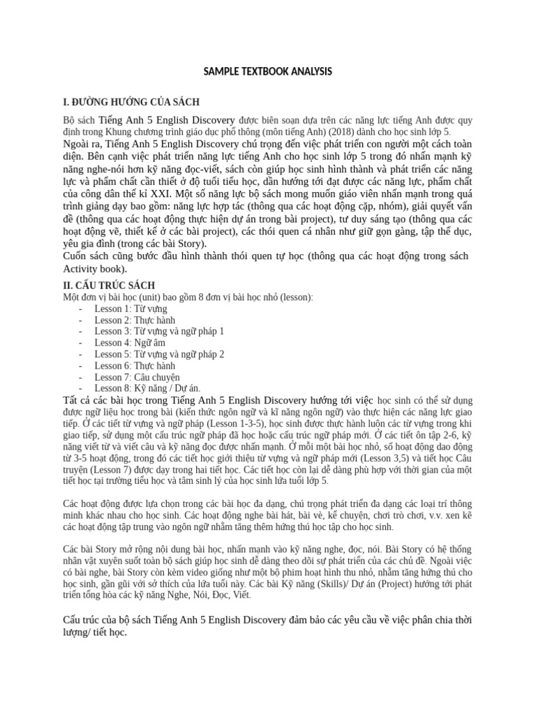 Sample Textbook Analysis | PDF