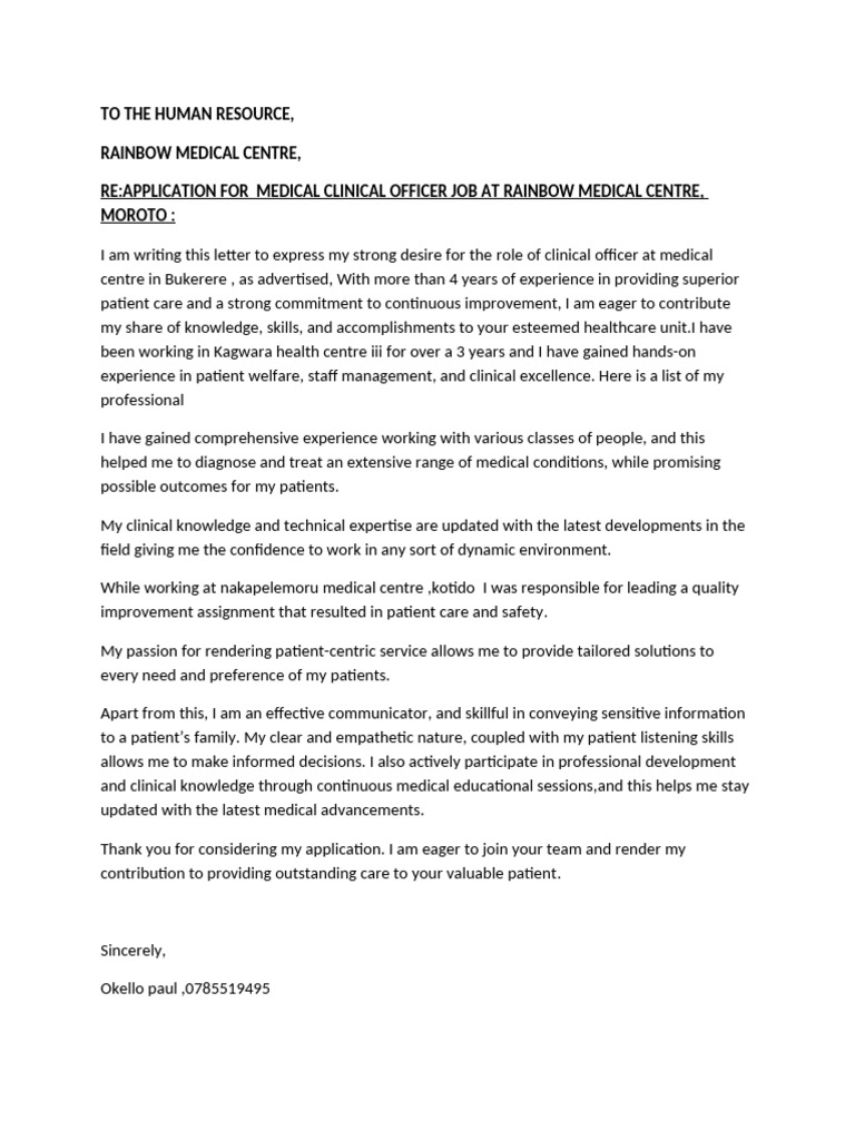 Application for Clinical Officer Position | PDF